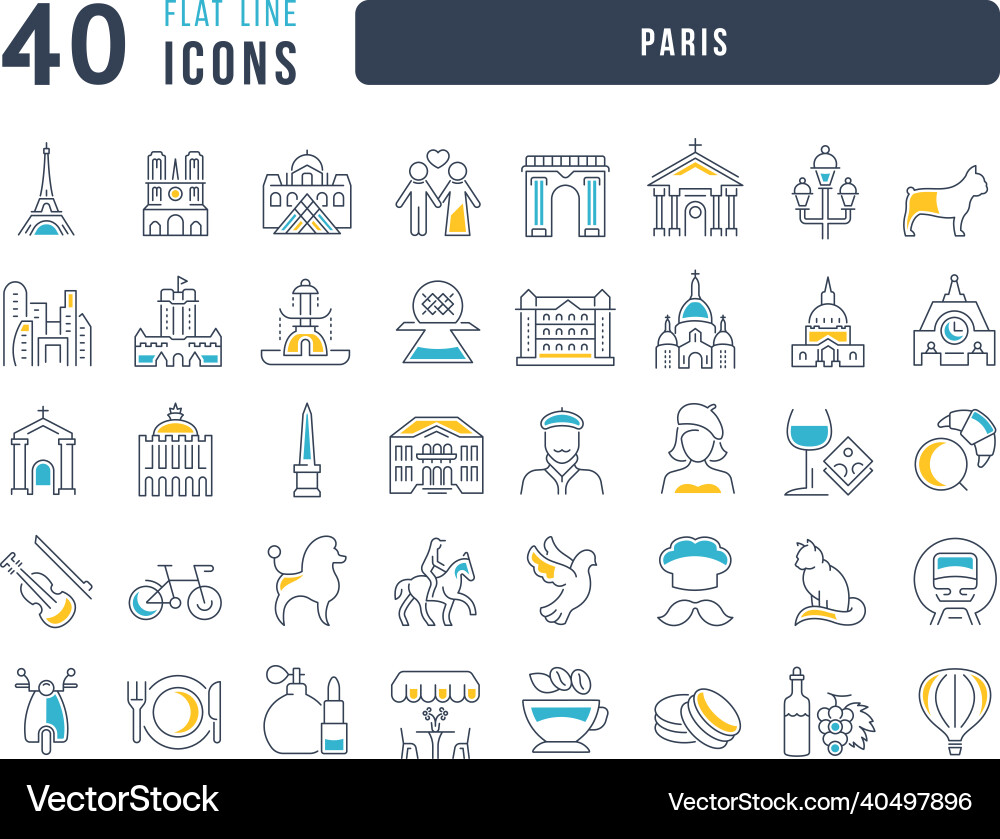 Set of linear icons paris Royalty Free Vector Image