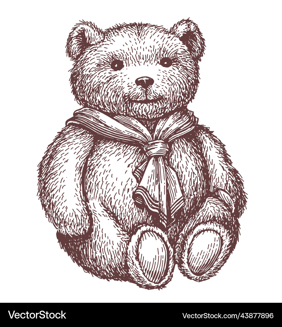 Teddy bear cute stuffed toy isolated on white Vector Image