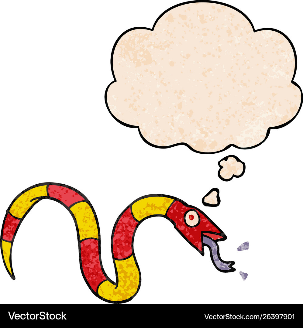 Cartoon snake and thought bubble in grunge Vector Image