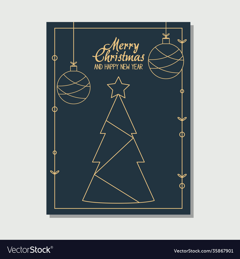 Christmas minimalist card with tree Royalty Free Vector