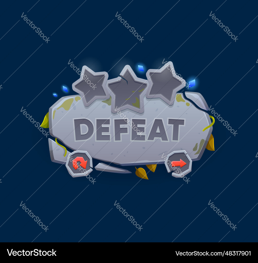 Defeat game badge or shield ui pop up banner Vector Image