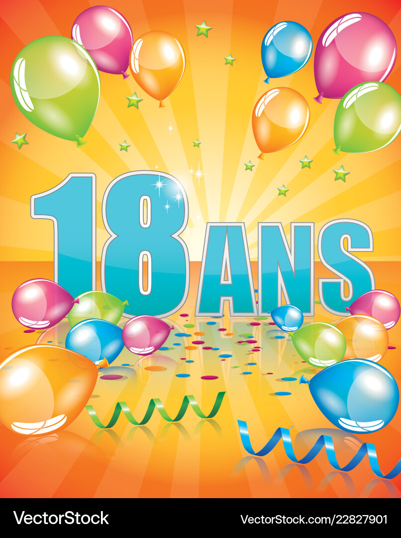 French birthday card 18 years Royalty Free Vector Image