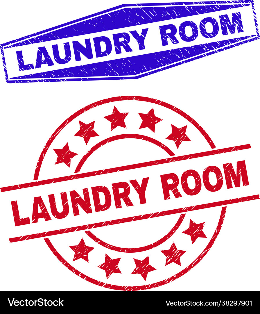 Laundry room textured stamps in circle and Vector Image
