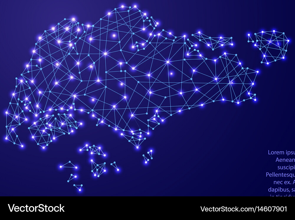 Map of singapore from polygonal blue lines Vector Image