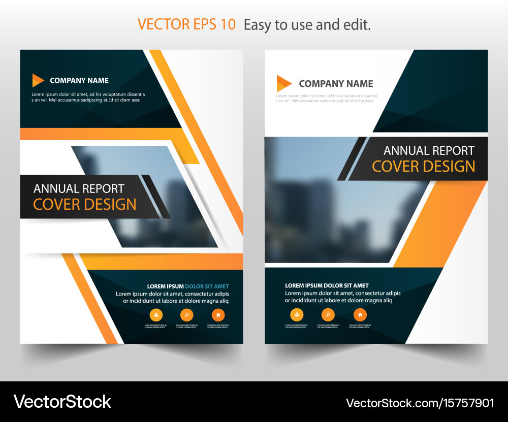Orange black annual report brochure design Vector Image