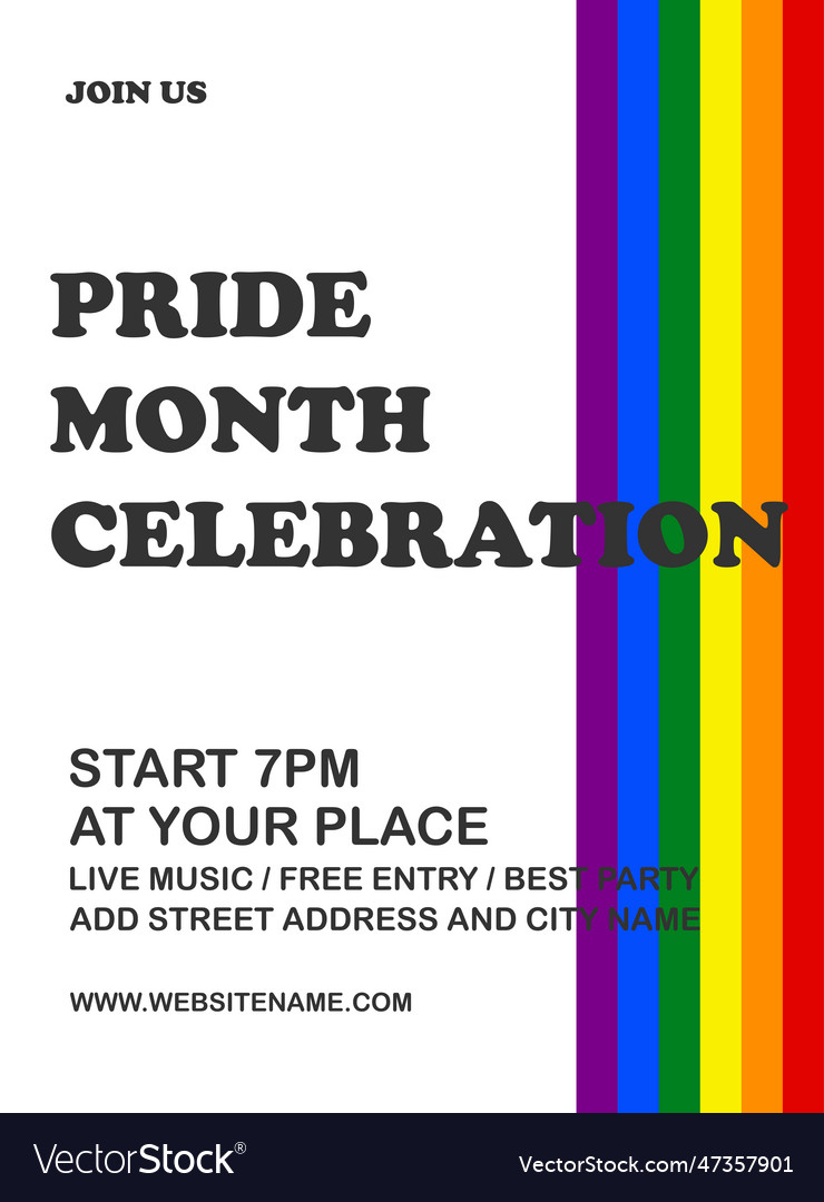 Pride month celebration poster flyer design Vector Image
