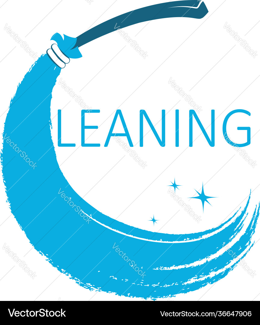 Broom and wave water symbol for cleaning Vector Image