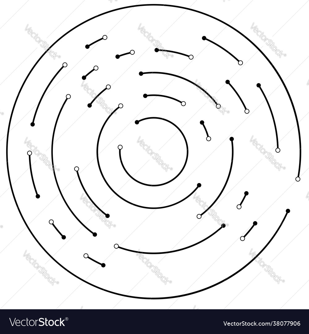 Circular radial lines with nodes points Royalty Free Vector