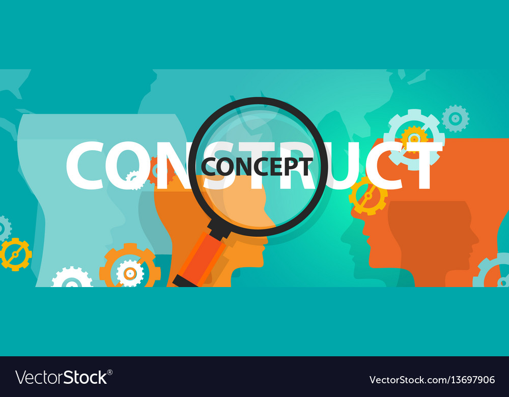 Construct vs concept idea thinking analysis Vector Image
