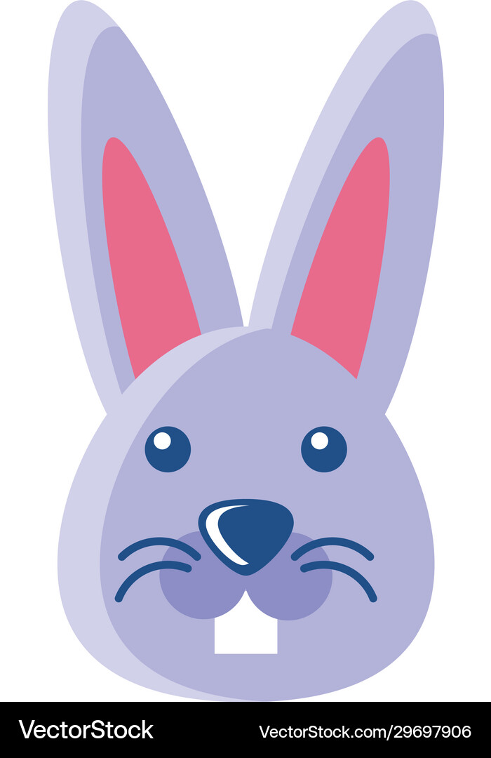 Cute rabbit head icon colorful and flat style Vector Image