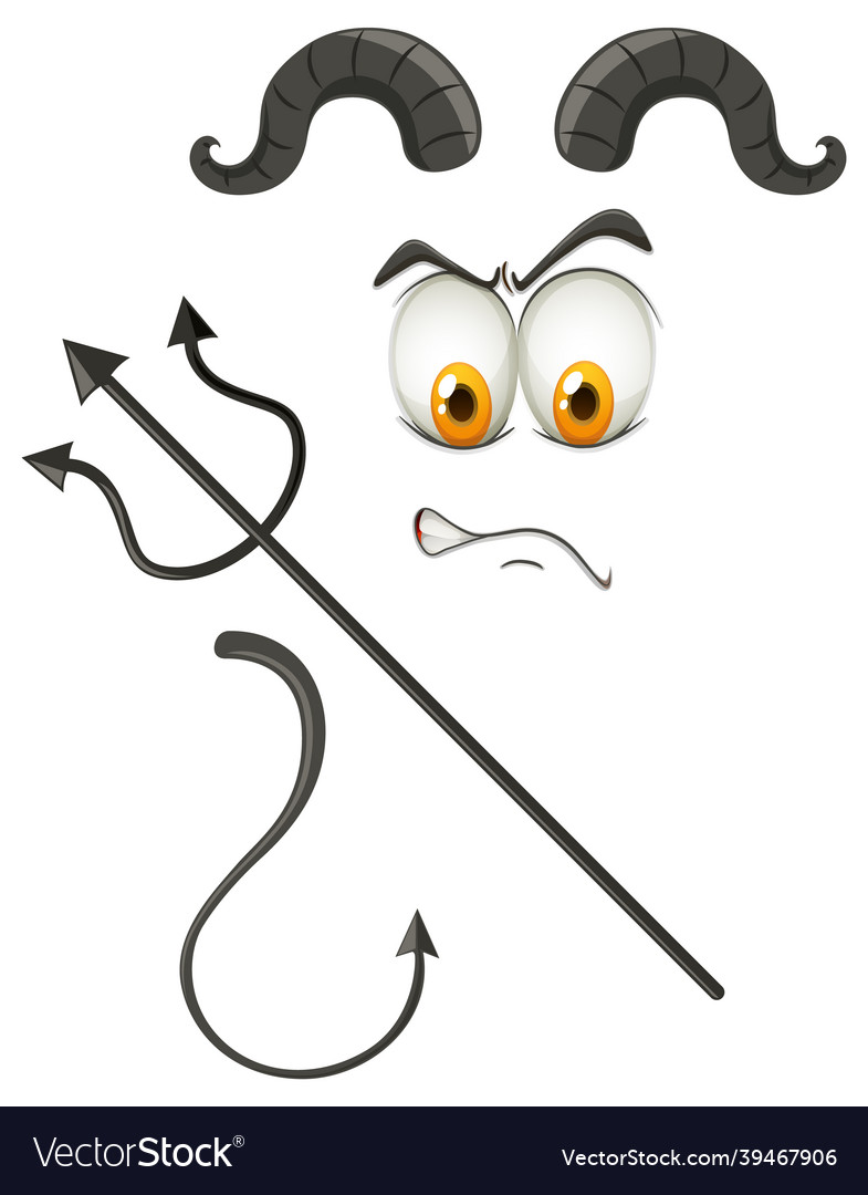 Evil face with devil element Royalty Free Vector Image