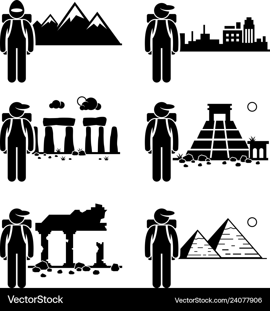 Explorer adventure at snow mountain city ancient Vector Image