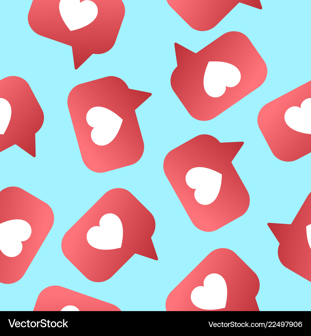 Heart shapet likes seamless pattern followers Vector Image