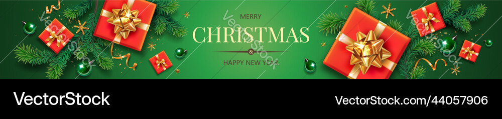 Horizontal banner with christmas symbols Vector Image