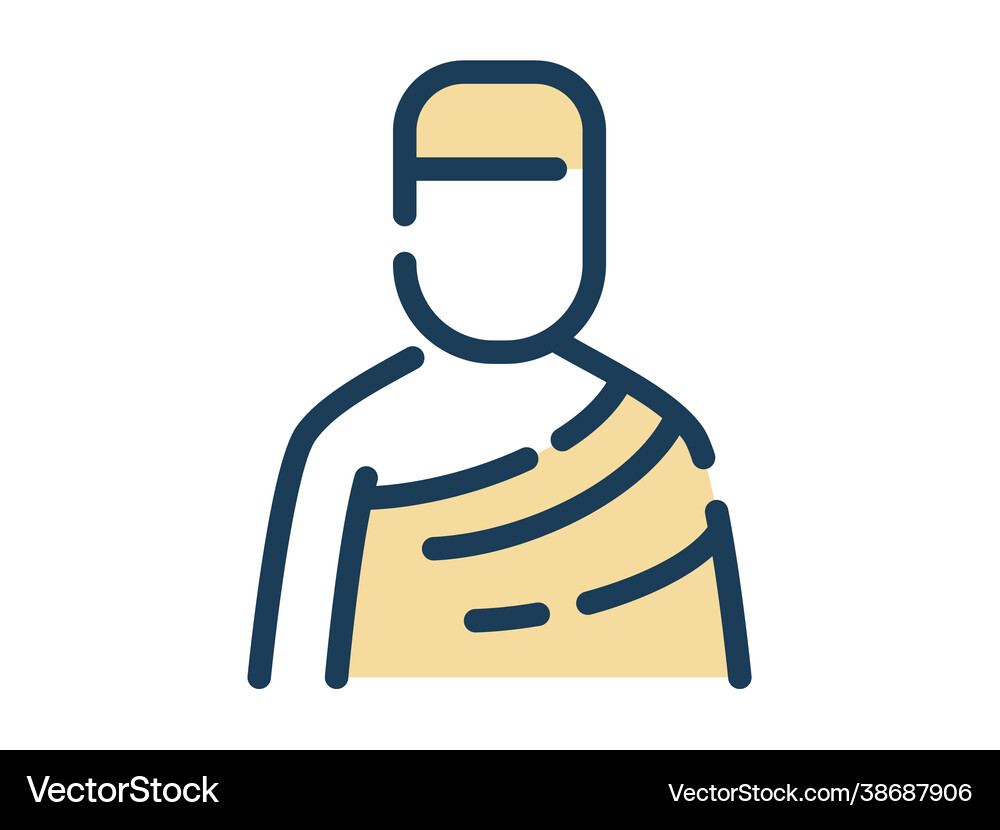 Ihram muslim hajj single isolated icon with dash Vector Image