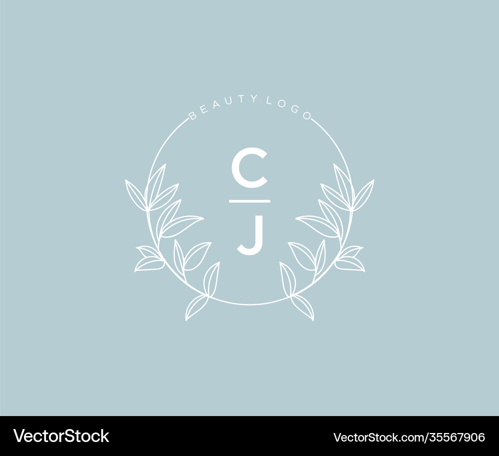 Initial cj letters beautiful floral feminine Vector Image