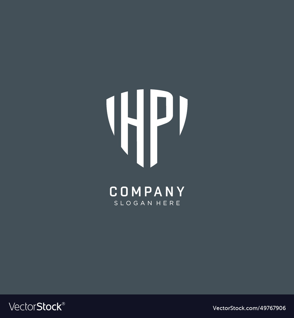 Initials hp logo shield guard shape creative Vector Image