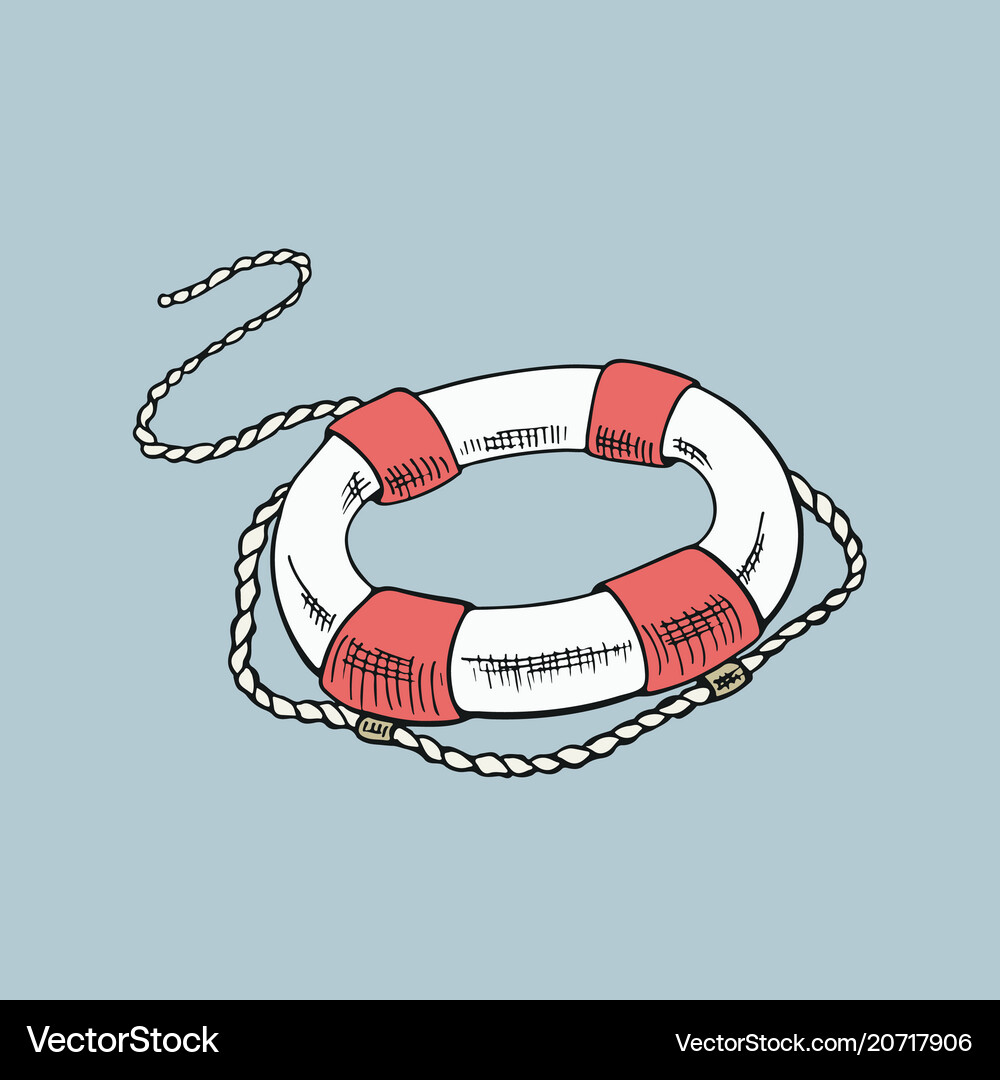 Lifebuoy sketch hand drawn Royalty Free Vector Image