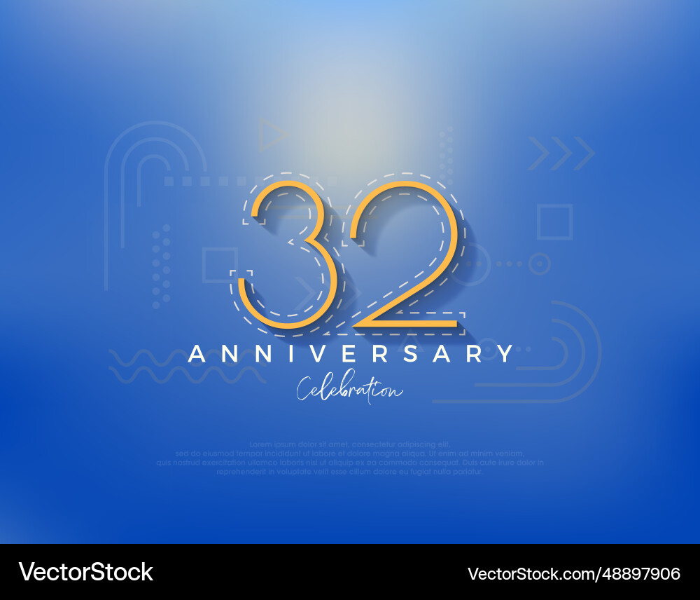 Line art number design for 32nd anniversary Vector Image