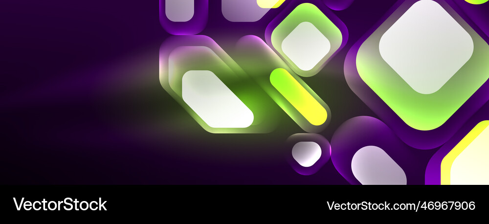 Neon lines squares and round shapes abstract Vector Image