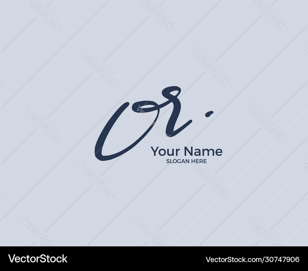 O r or initial logo signature handwriting Vector Image