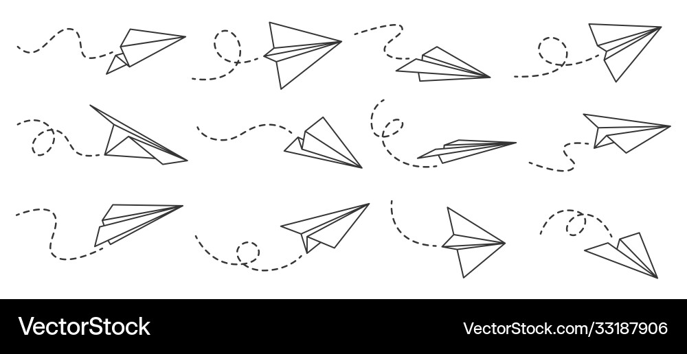 Paper airplane outline flying planes from Vector Image