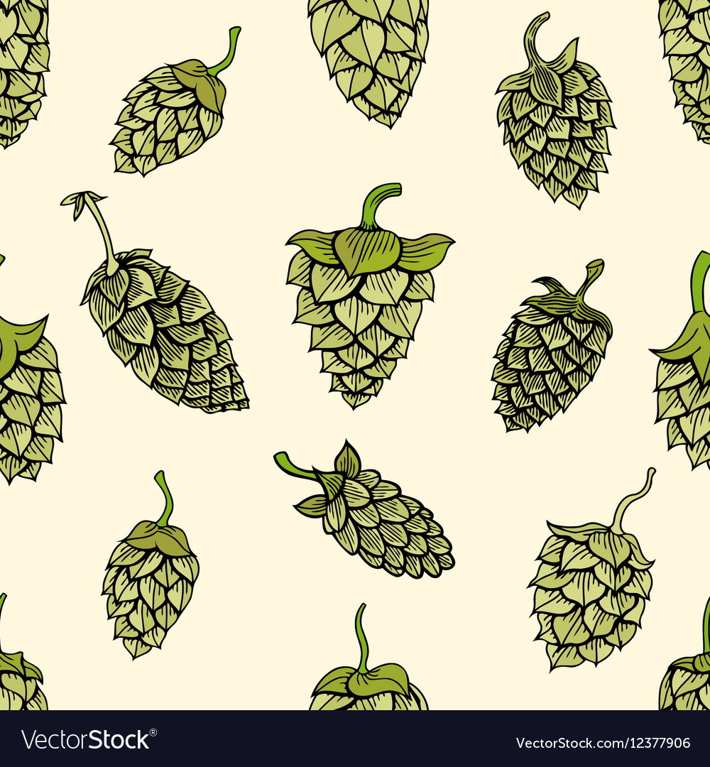 Pattern with green hops Royalty Free Vector Image