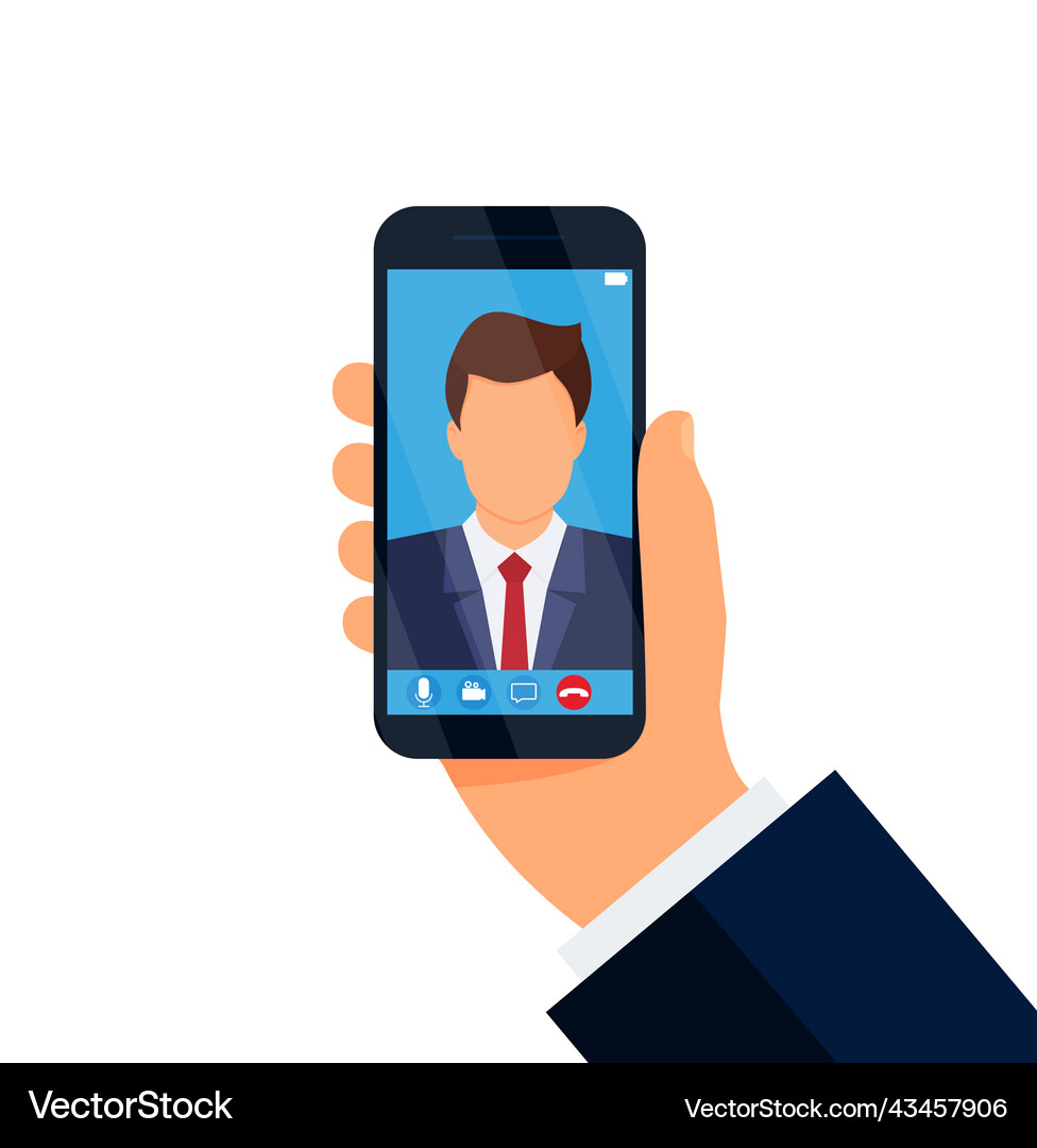 Person having a video call or online conference Vector Image