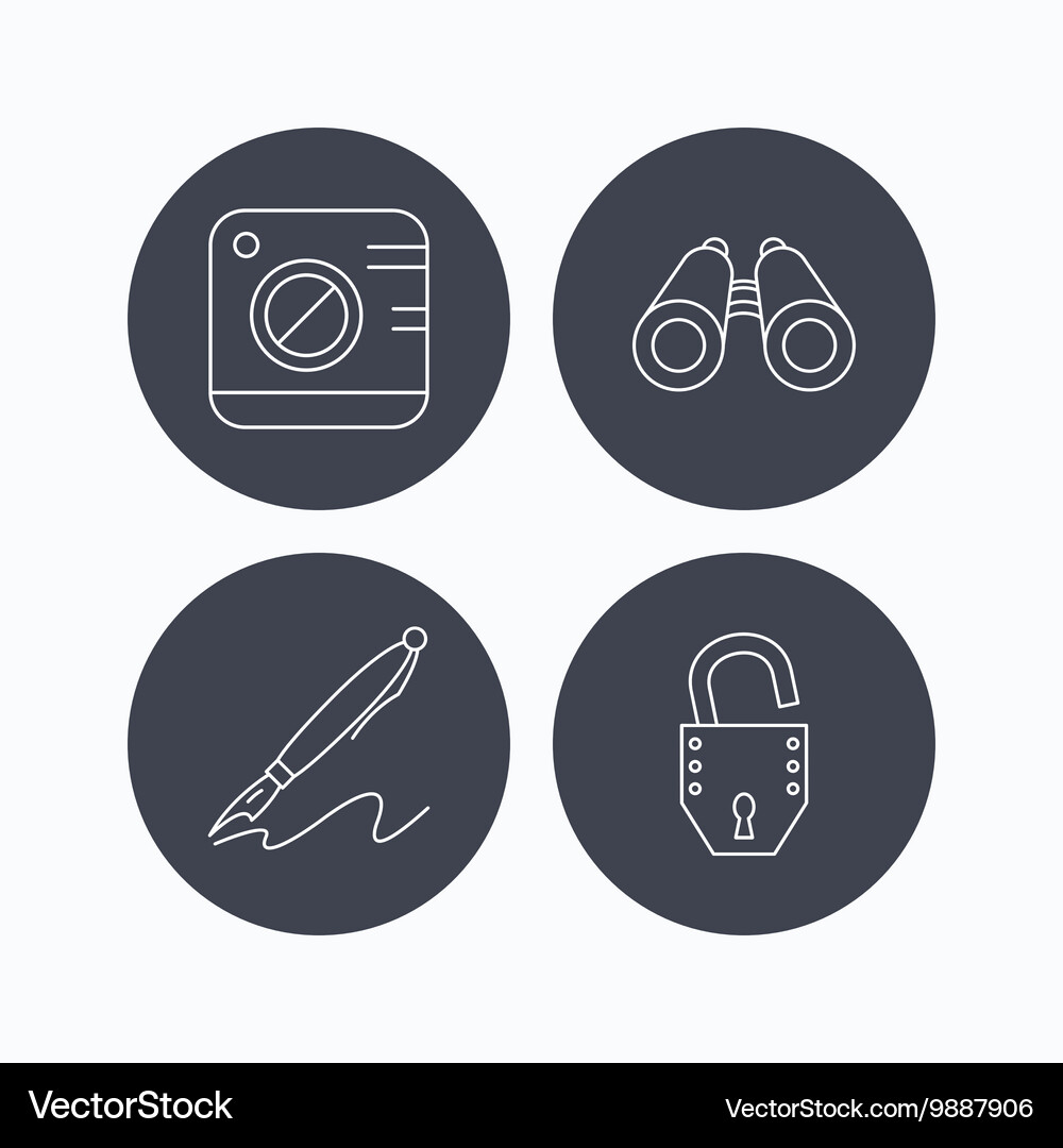Photo open lock and search icons Royalty Free Vector Image