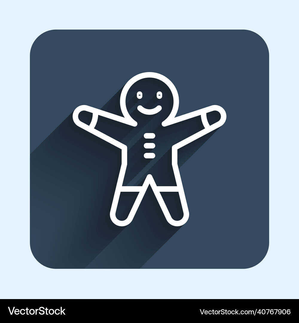White line holiday gingerbread man cookie icon Vector Image