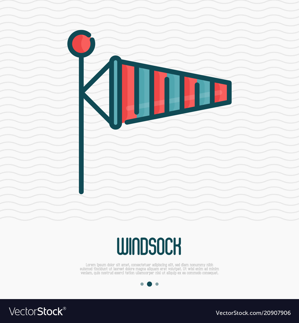 Windsock thin line icon Royalty Free Vector Image