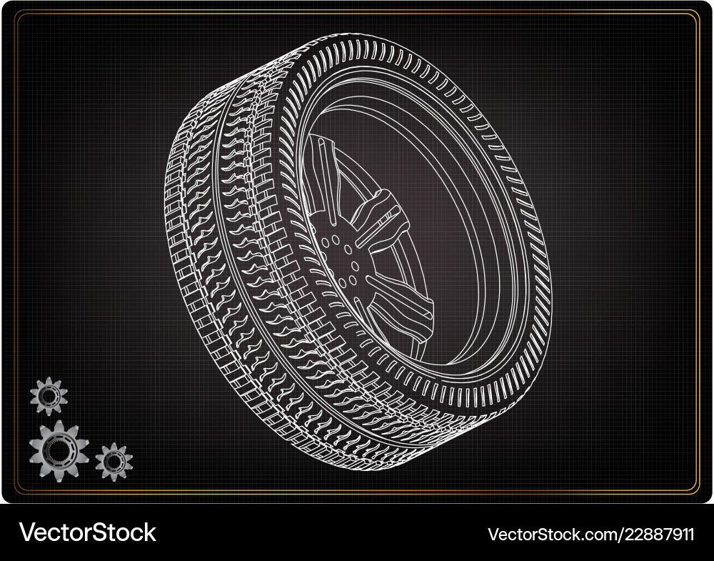 3d model of wheels on a black Royalty Free Vector Image