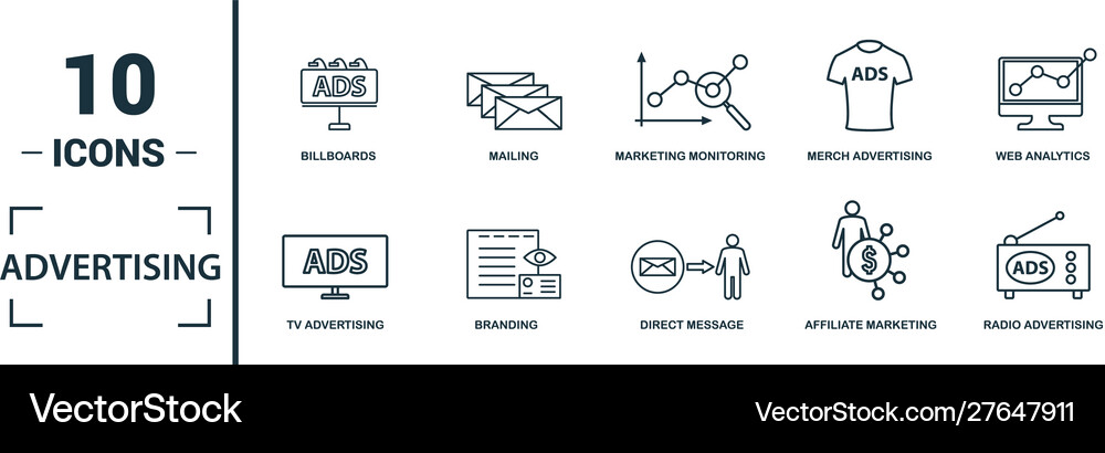 Advertising icon set include creative elements Vector Image