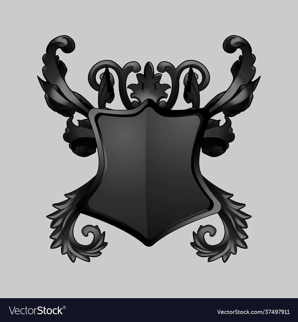 Black baroque shield elements Royalty Free Vector Image