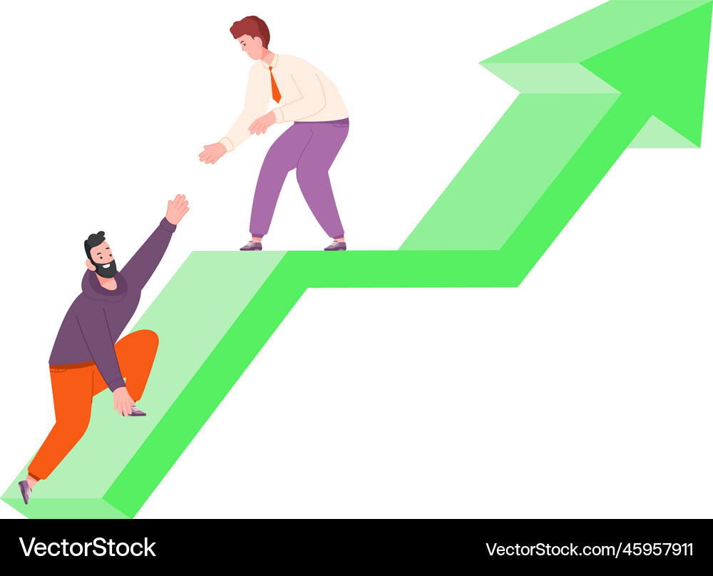 Career growth help man take hand for climbing up Vector Image
