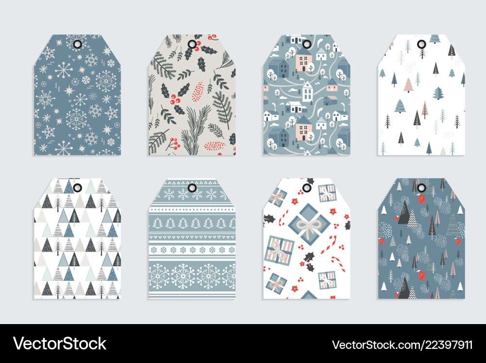 Christmas gift tag set in retro style Royalty Free Vector