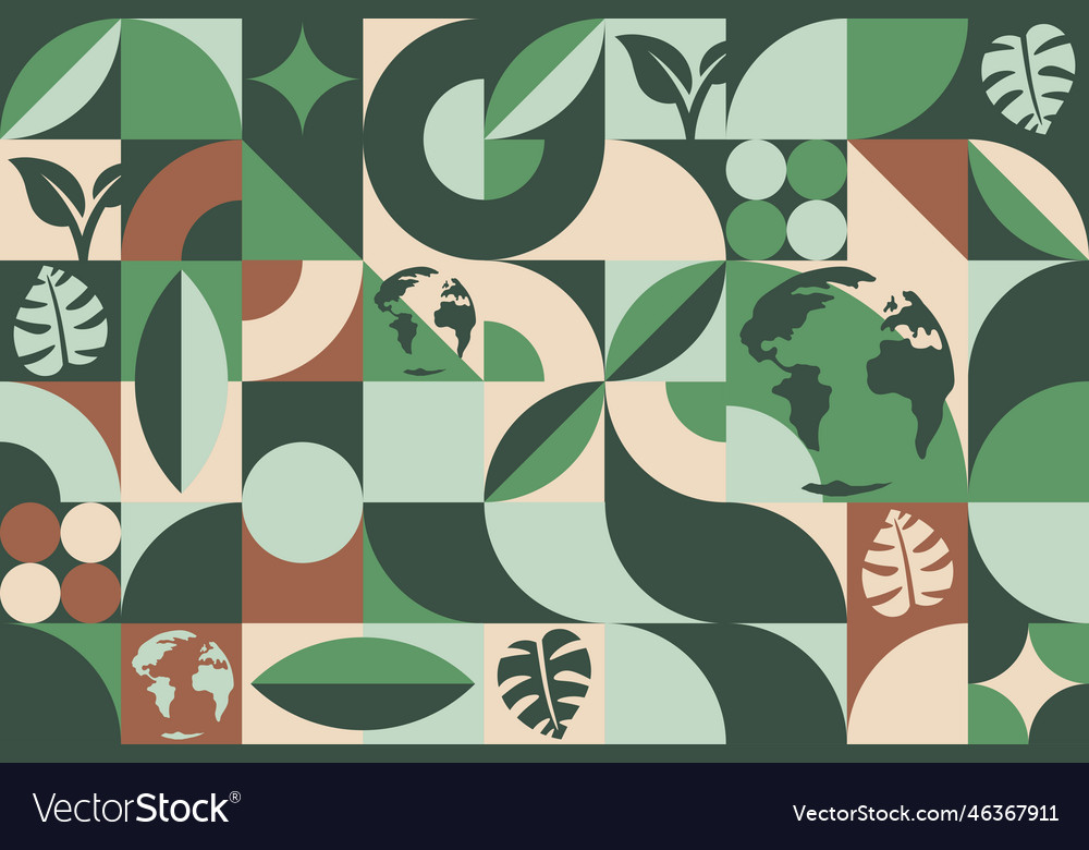 Earth day april 22 seamless geometric pattern Vector Image