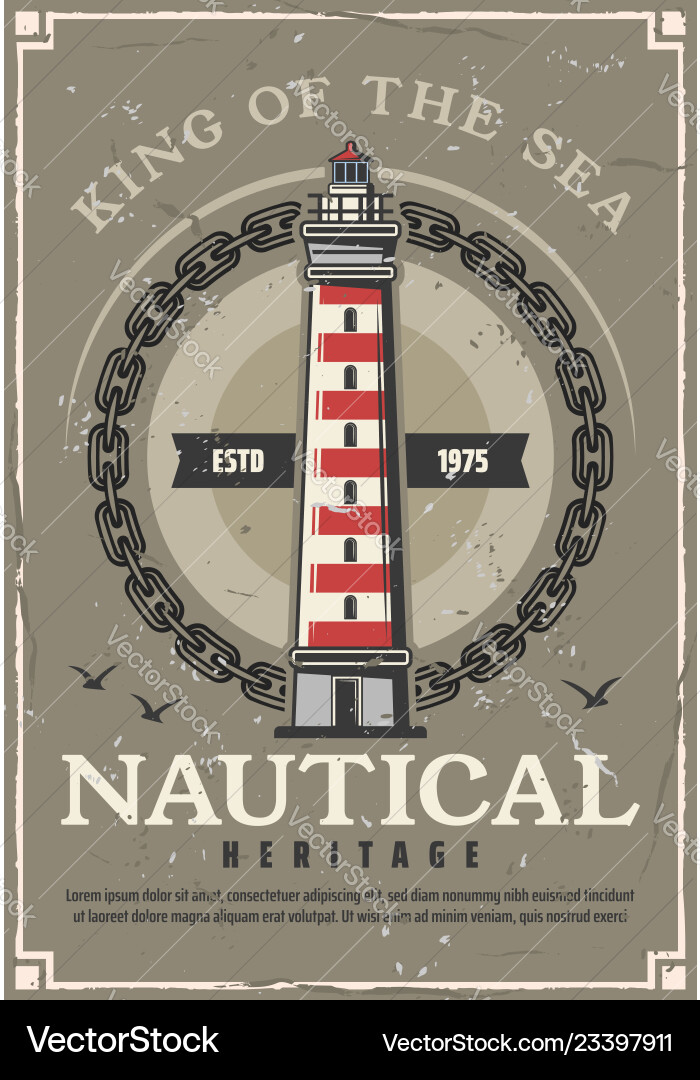 Nautical lighthouse or marine navigational beacon Vector Image