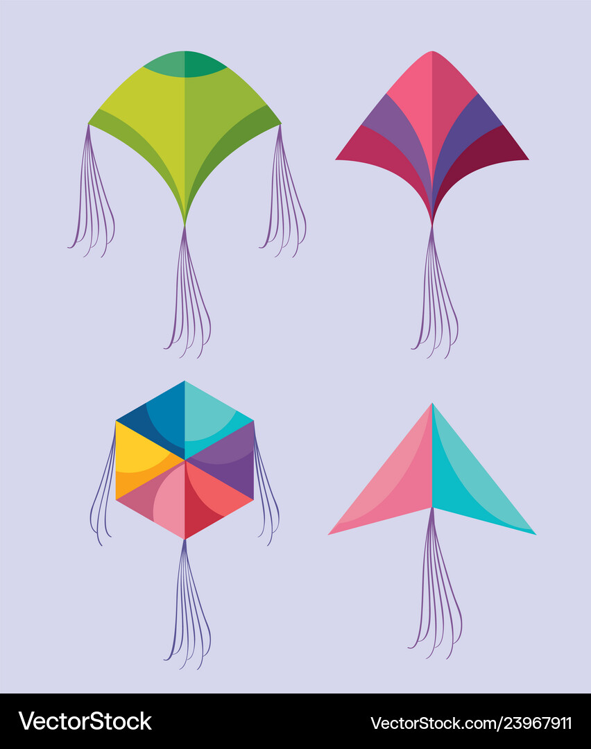 Set of kites flying icon Royalty Free Vector Image