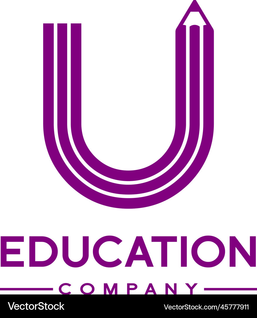 U letter formed by pencil logo template design Vector Image