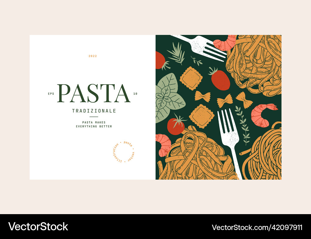Various kind of pasta design template pasta Vector Image