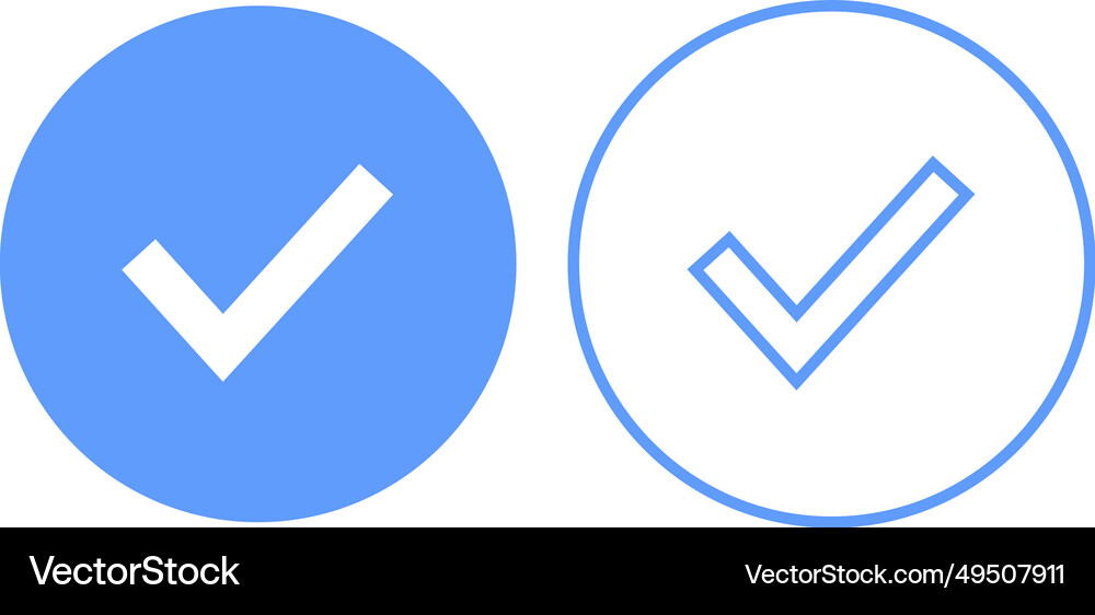 Verified blue tick badge icon set isolated Vector Image