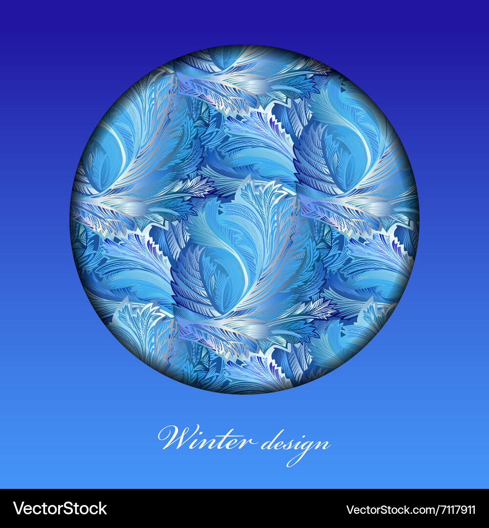 Winter frozen glass background circle design Vector Image