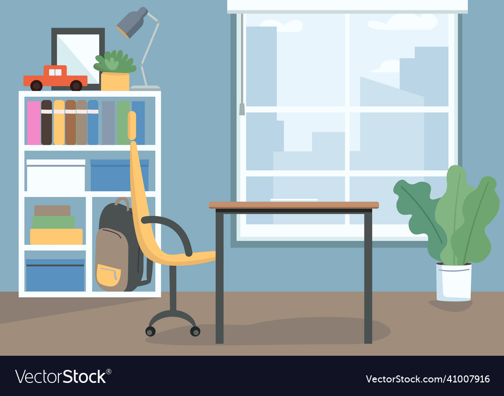 Children bedroom flat color kids room Royalty Free Vector
