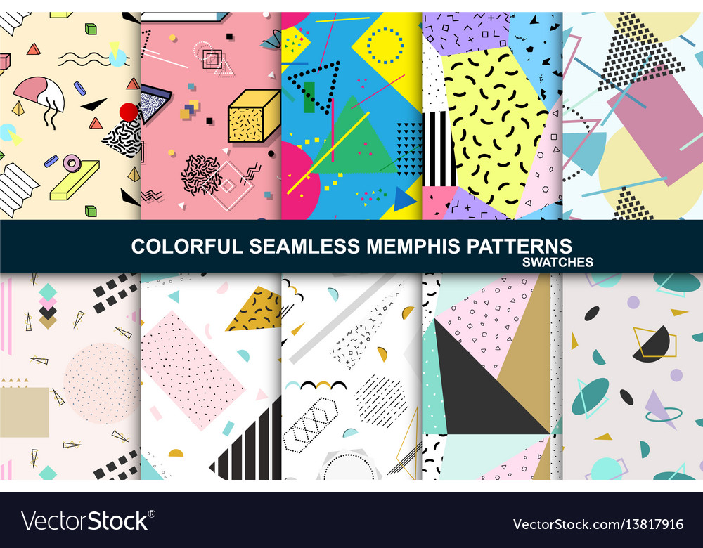 Collection abstract seamless patterns retro Vector Image
