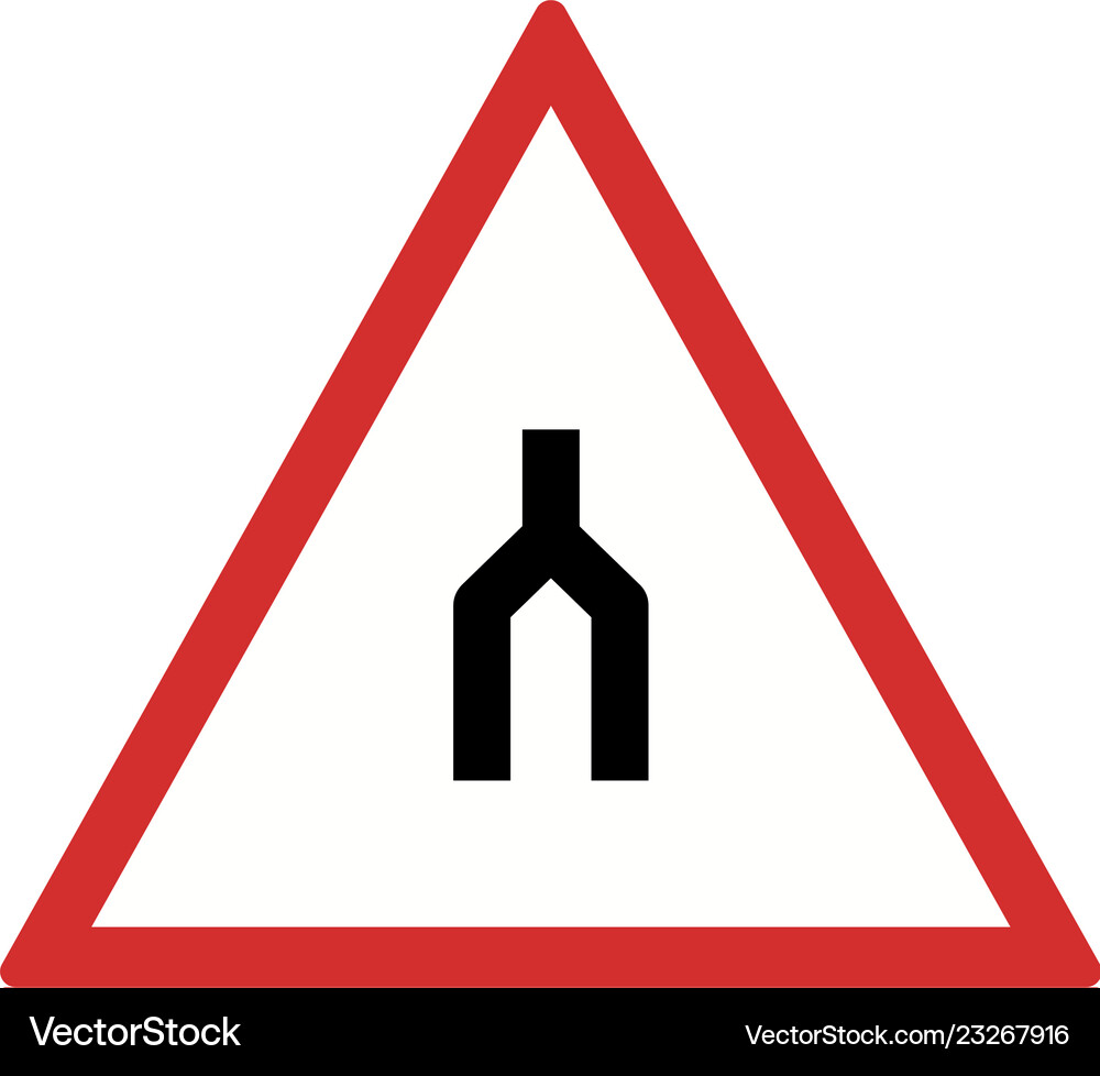 Dual carriageway ends road sign icon Royalty Free Vector