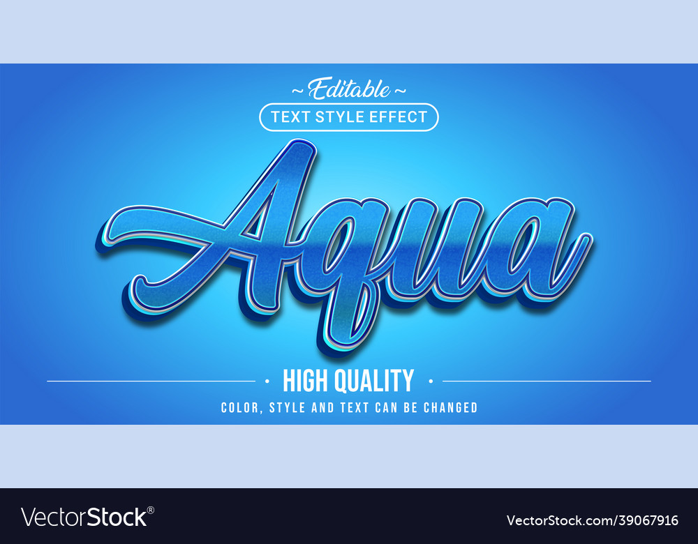 Editable text style effect - aqua theme Royalty Free Vector