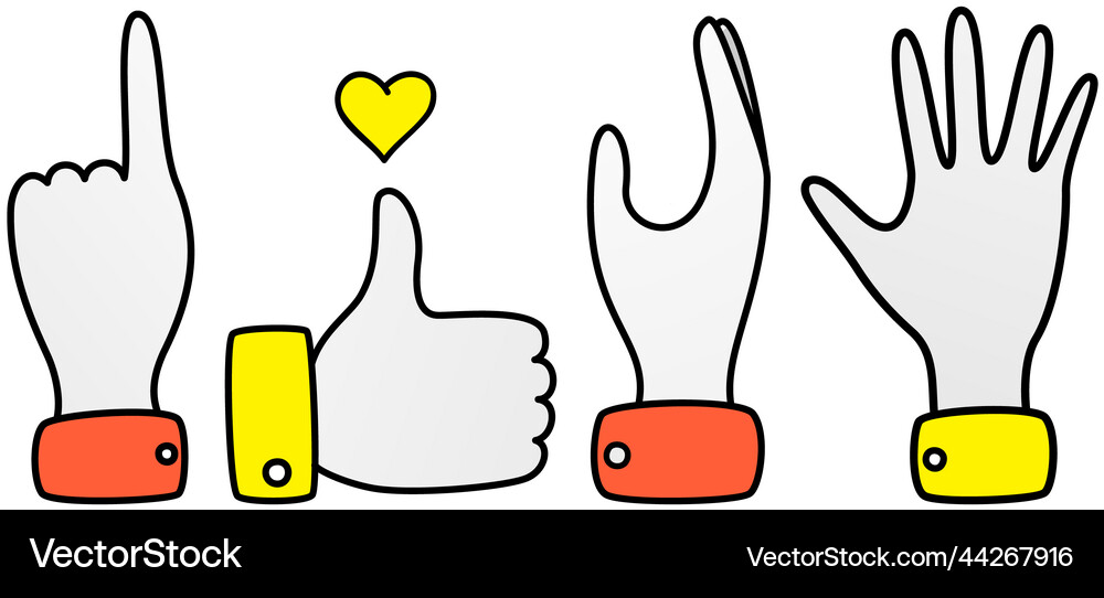 Gestures set symbol of direction indication ok Vector Image