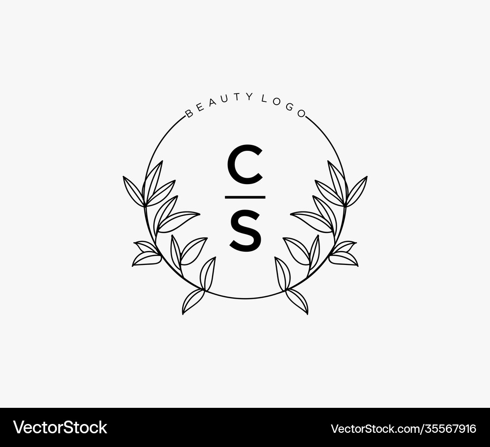 Initial cs letters beautiful floral feminine Vector Image