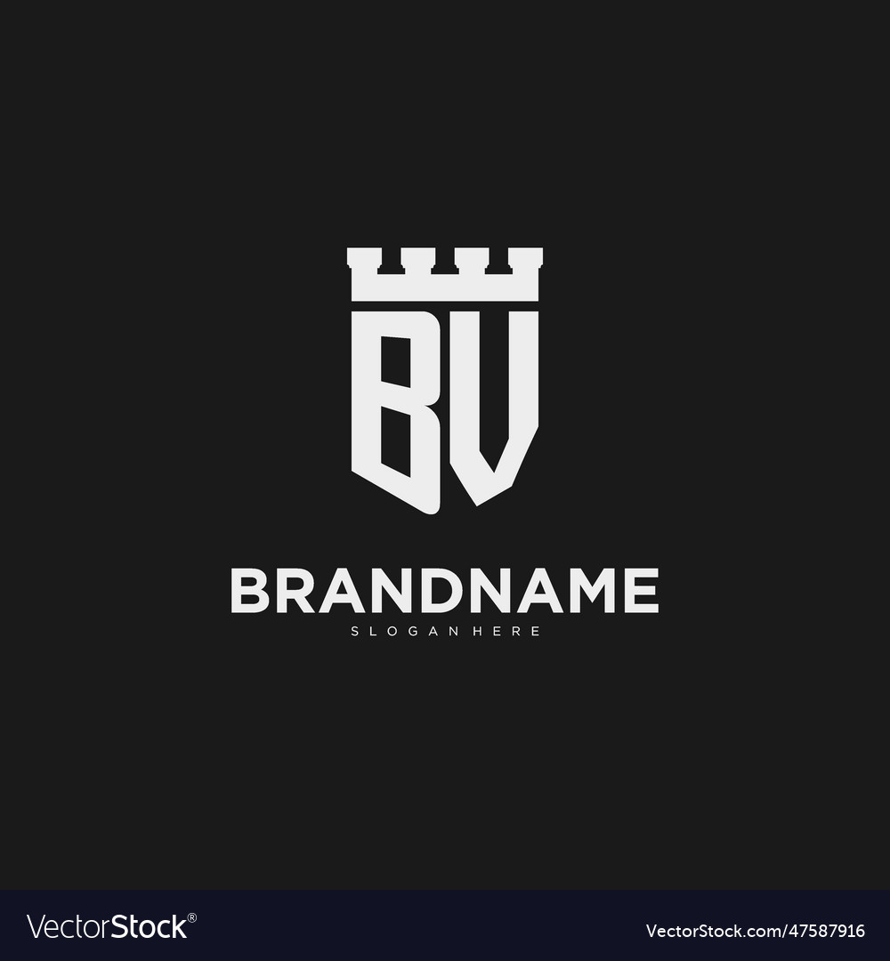 Initials bv logo monogram with shield Royalty Free Vector